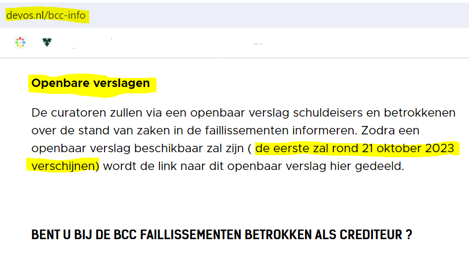 Curatoren weken te laat met bevindingen failliet BCC