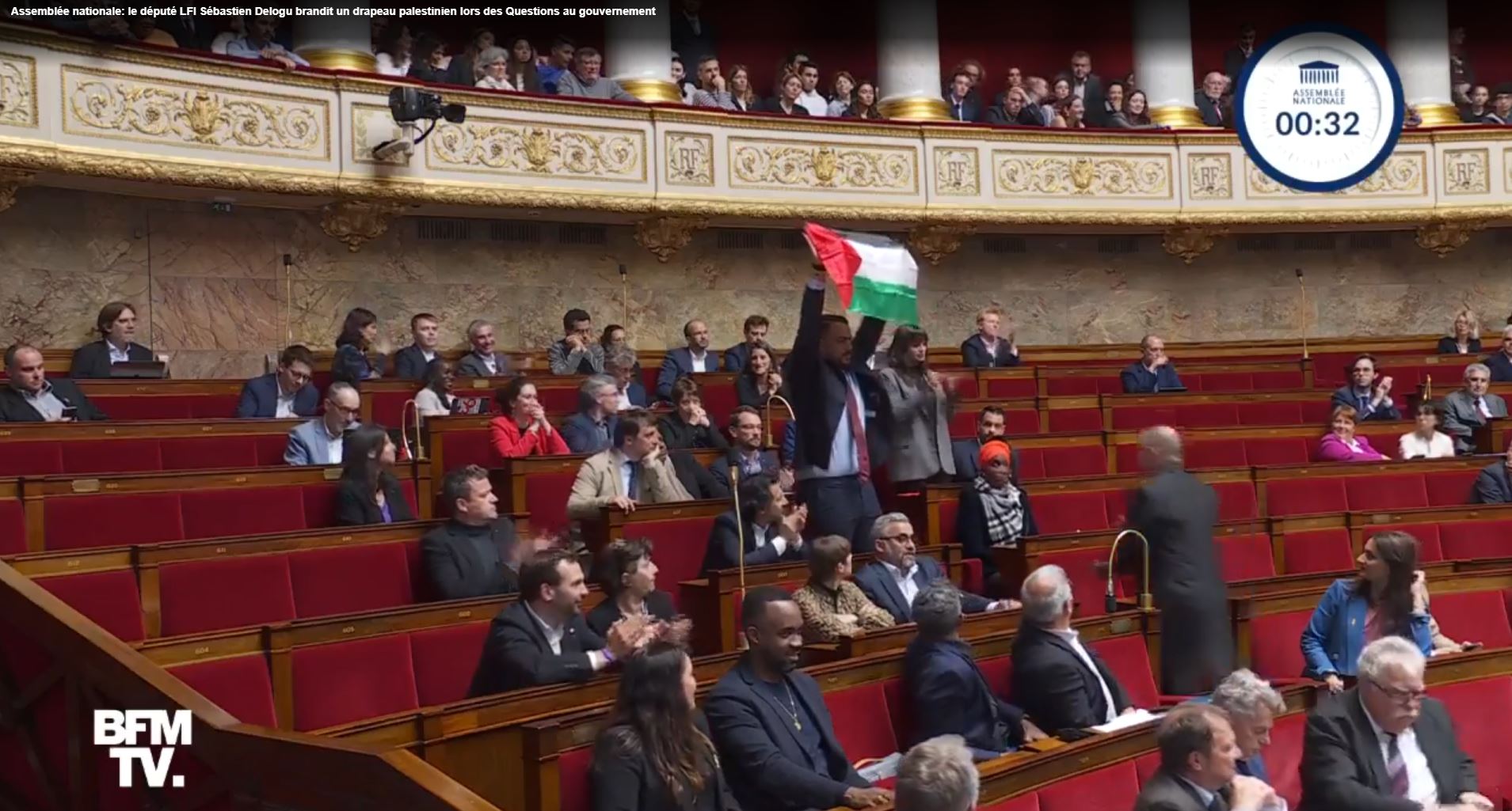 Opstootje in Frans parlement: politicus hijst Palestijnse vlag
