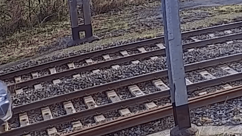 Levensgevaarlijke actie in België: auto rijdt stuk over het spoor