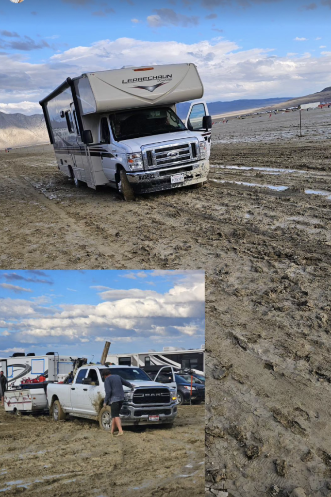 Sterren vast op terrein Burning Man door modderbad